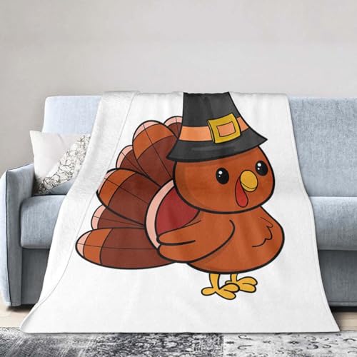 Throw Blanket 30x40 Inch,Turkey Bird Happy Thanksgiving Day Flannel Soft Cozy Fluffy Throw Blankets and Warm Throws for Adults in Couch Sofa Bed 40x30 Inch
