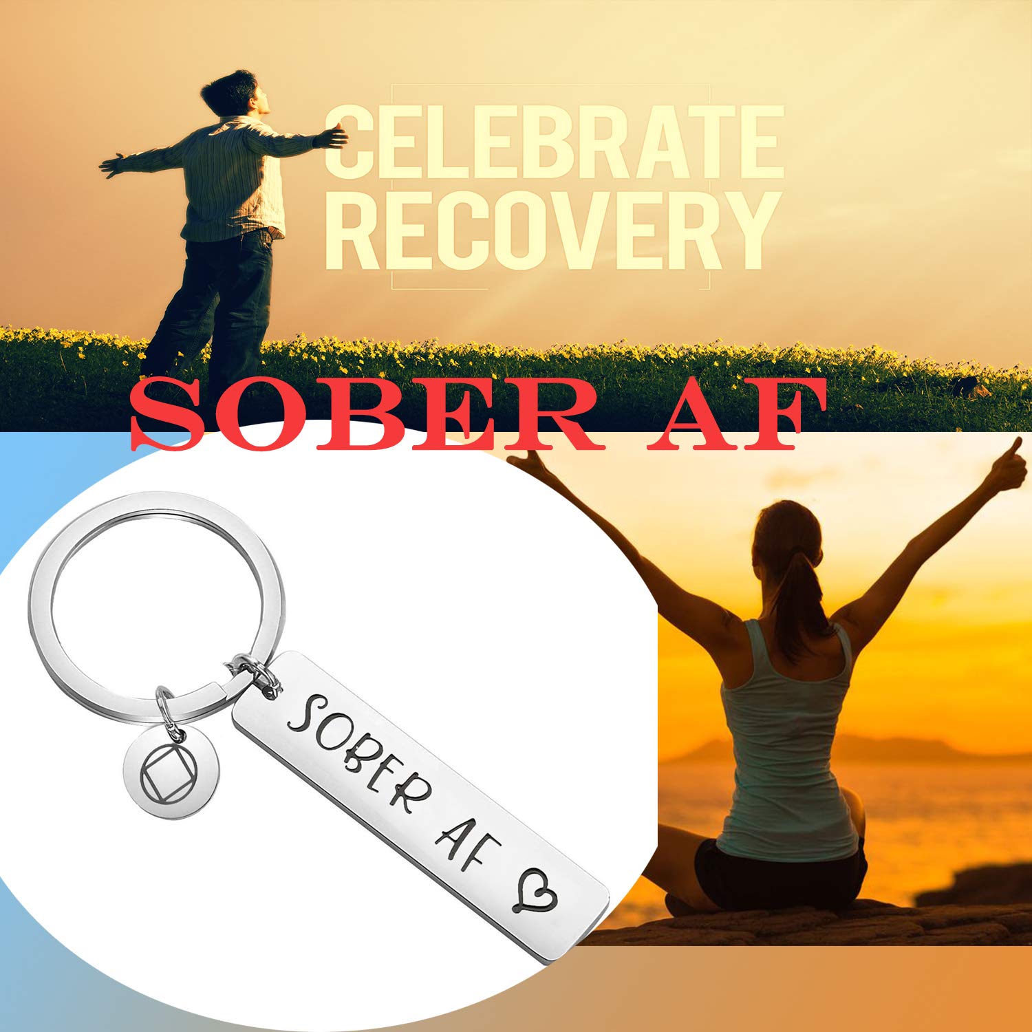 TGBJE Sobriety Gifts Sober AF Keychain AA gift Addiction Recovery Inspirational gift (NA gift)