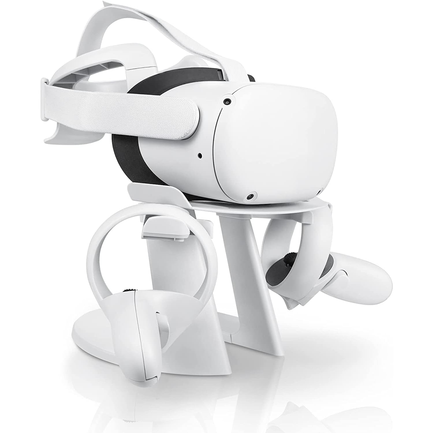 Wasserstein VR Headset Stand Controllers Holder Gaming Accessories Compatible with Meta/Oculus Quest , Quest 2, and Rift S (White)