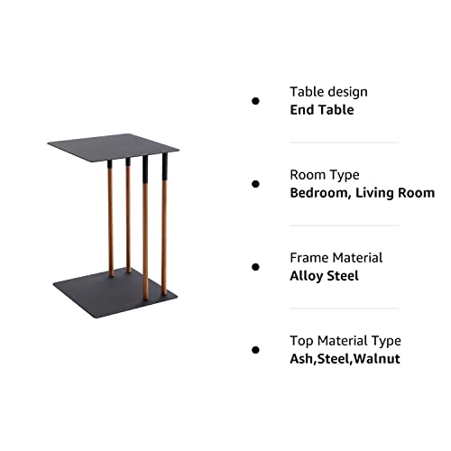 YAMAZAKI Home Metal and Wood Sliding Sofa C End Coffee Tray Laptop Desk, Modern Bedside Or Living Room Small Accent Table | Steel, One Size, Black