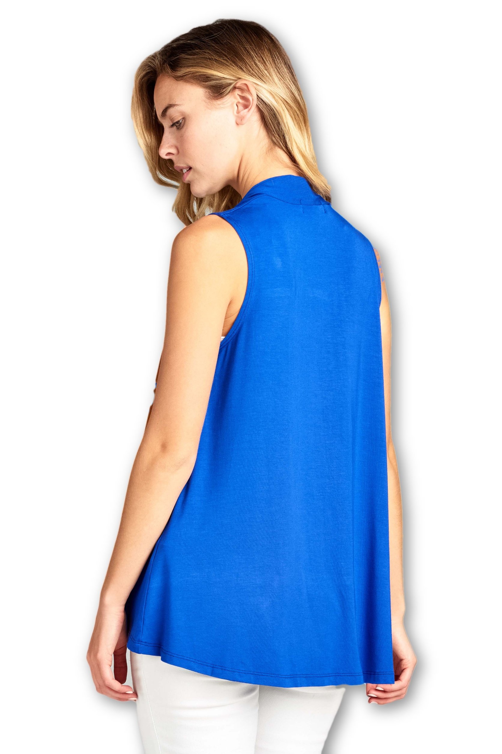 Women's Sleeveless Extra Soft Viscose Made from Bamboo Layering Casual Cardigan Vest - Made in USA (3X-Large, RoyalBlue)