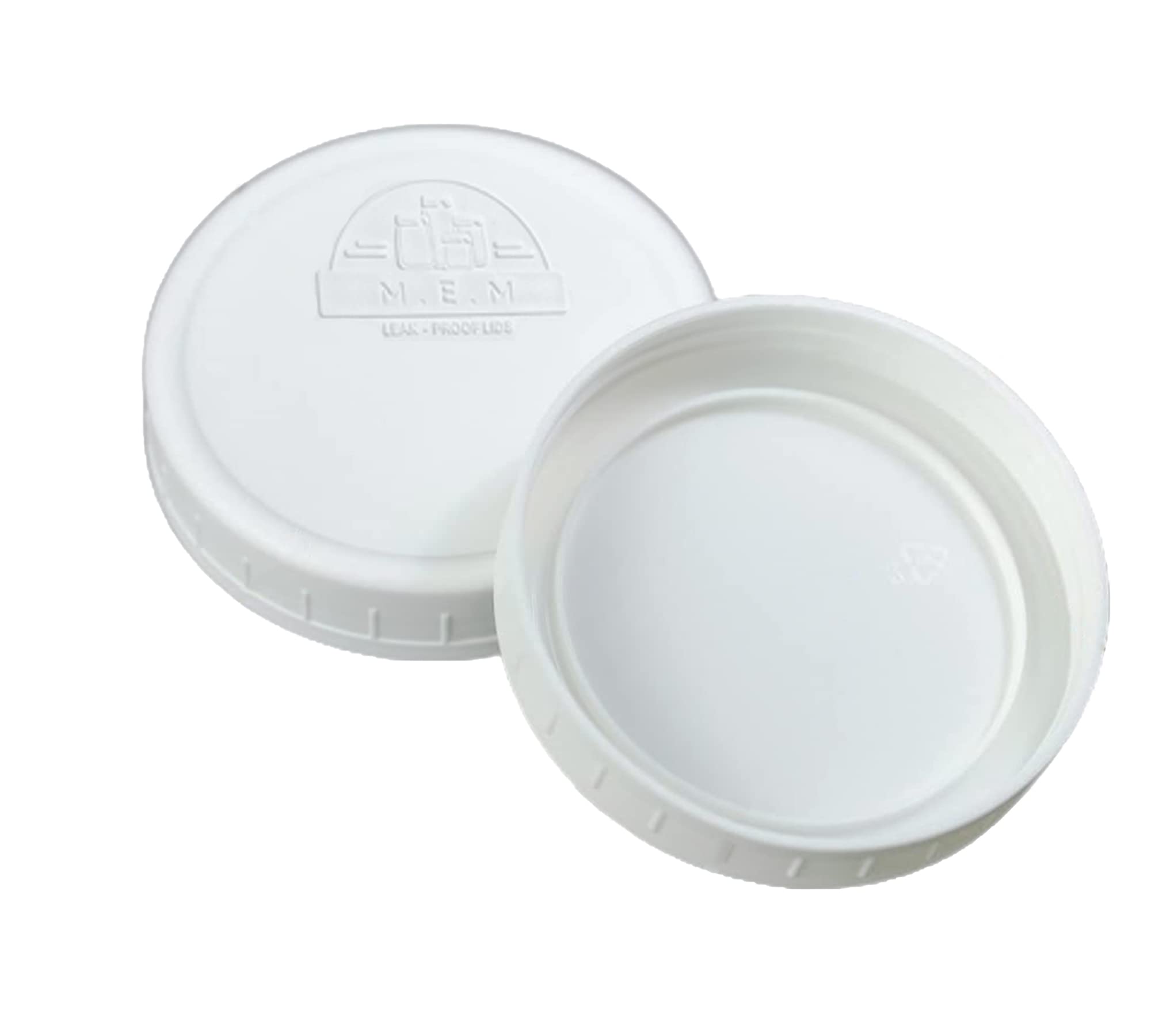 Wide Mouth Mason Jars 32 oz - (2 Pack) - Ball Wide Mouth 32-Ounces Quart Mason Jars with White M.E.M Food Storage Plastic Lids, Caps Fit Ball and Kerr Wide Mouth - For Storage, Freezing, Leak Proof,
