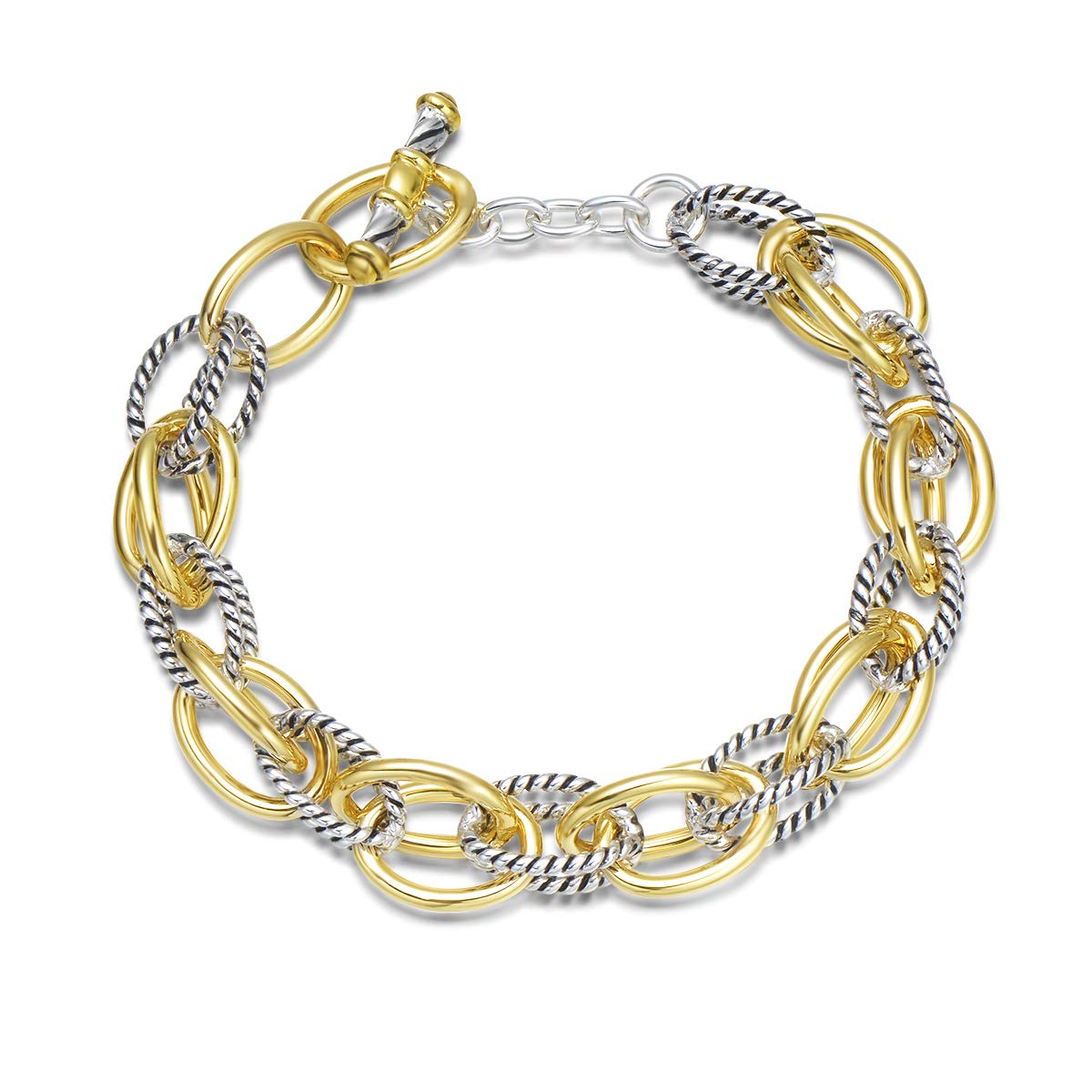 UNY JEWEL Bracelet Designer Brand Inspired Antique Women Jewelry Double Twisted Cable Link Wire Vintage Valentine Christmas Gift (2 Tone)