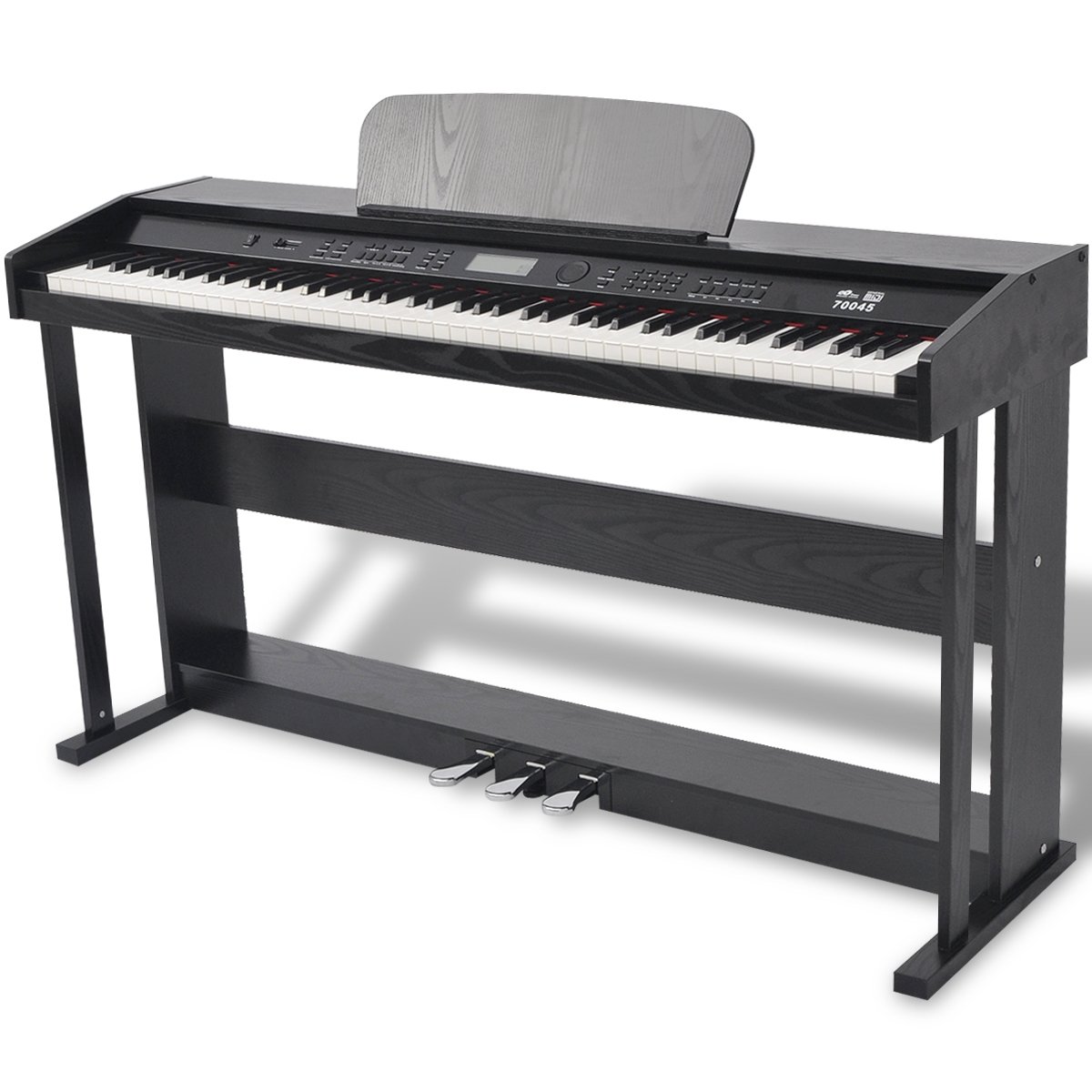 vidaXL 88-Key Portable Digital Piano Keyboard with Stand+Adapter+3-Pedal Board Black