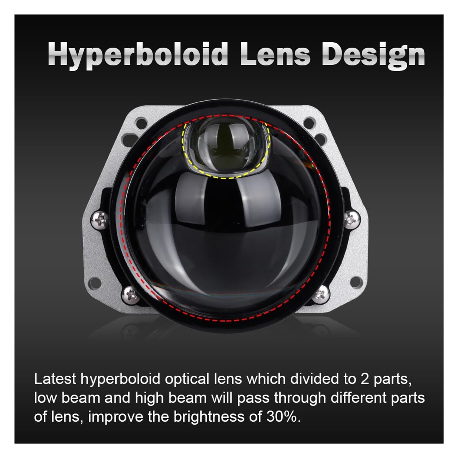 ZALIX 70W Auxiliary Lights Bi LED Projector Car Lenses in Headlight 3R G5 Hyperboloid Matrix Lens 6000K Diodes Retrofit Kits (Color : with E Shrouds)