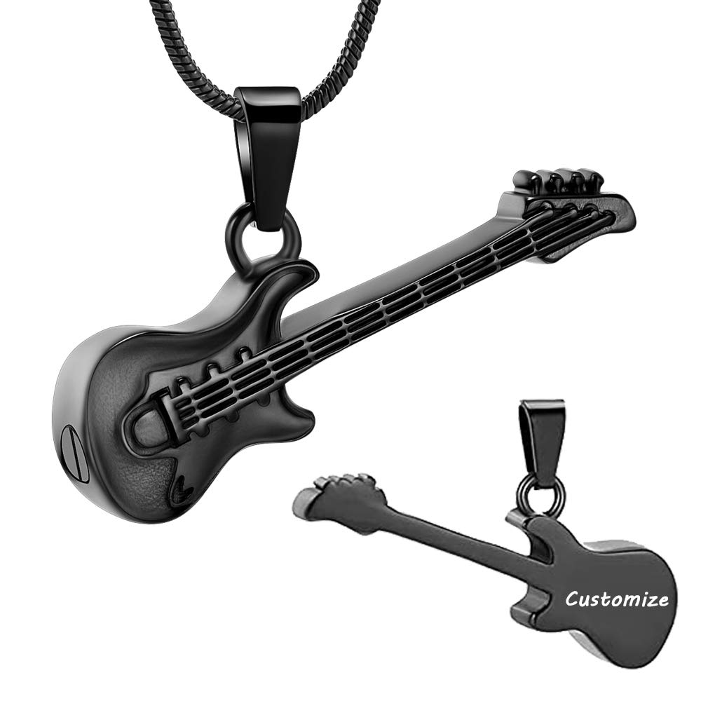zeqingjw Electronic Guitar Cremation Jewelry Urn Pendant for Ashes Music Instrument Memorial Ashes Necklace Keepsake Jewelry (Customize)