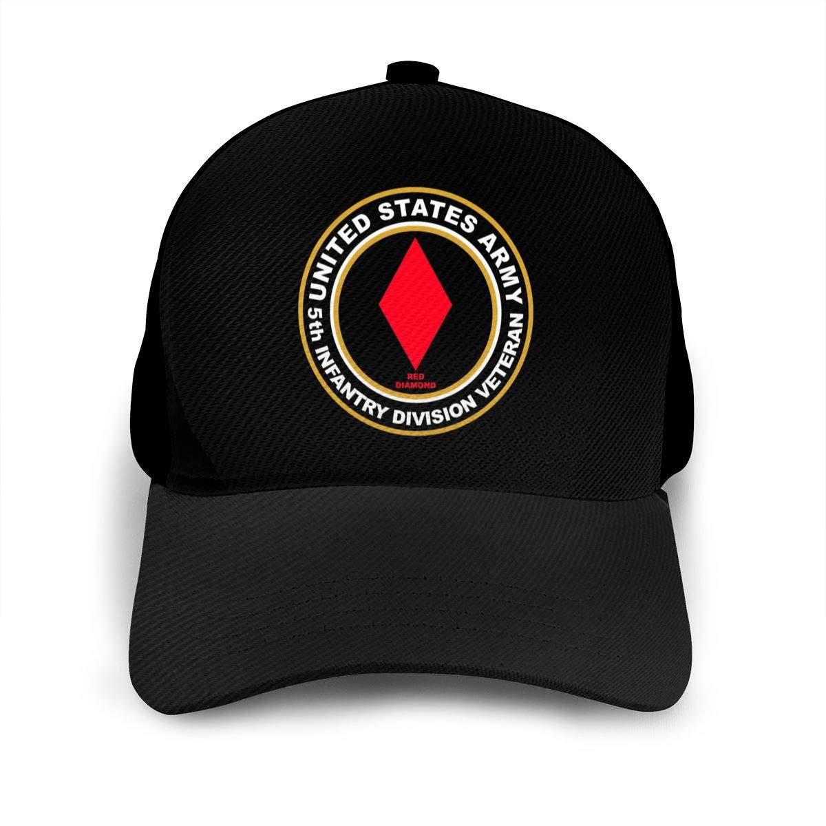 US Army Veteran 5th Infantry Division Red Diamond Unisex Adult Hats Classic Baseball Caps Peaked Cap