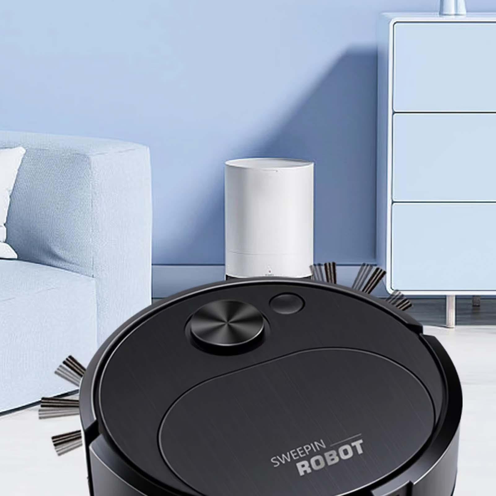 YanHao Mini Robotic Vacuum, 3-in-1 Robot Floor Vacuum Cleaner, Durable Sweeping mop Robot Vacuum, Robotic Floor mop Cleaner with USB Fast Charging Port, Vacuum Floor Cleaning Machine for House Office