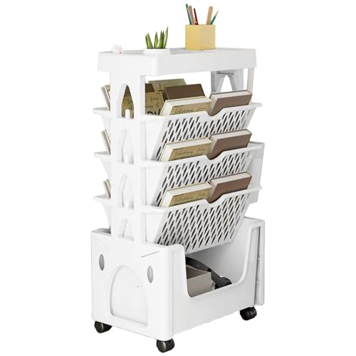 Storage Rolling Cart, 5 Tiers Moving Cart, Foldable Utility Cart, Multifunctional Rolling Drawer Cart, Removable Rolling Storage Trolley with Wheels, Mobile Storage Organizer, Storage Cart for Books