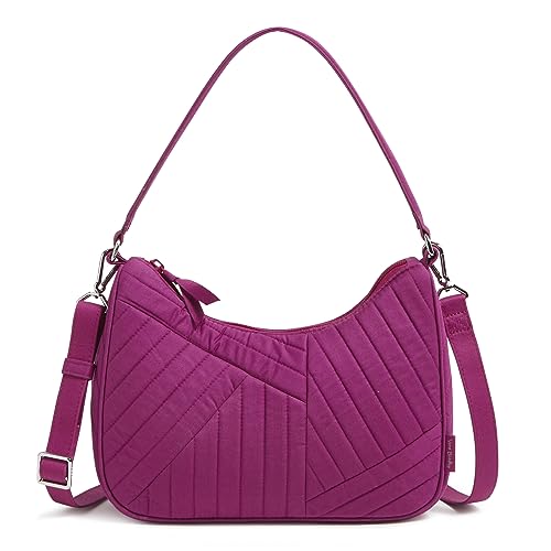 Vera Bradley Cotton Frannie Crescent Crossbody Purse, Dark Raspberry