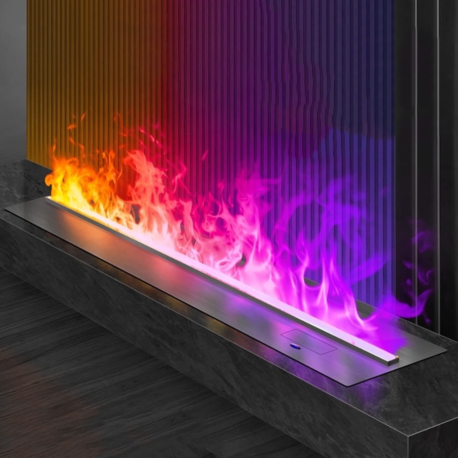 UNNS Water Vapor Fireplace 70.8" Recessed Electric Fireplace Low Noise Adjustable 13 Color 3D Flame Fireplace with Remote, Overheating Protection,Black Electronic Fireplace