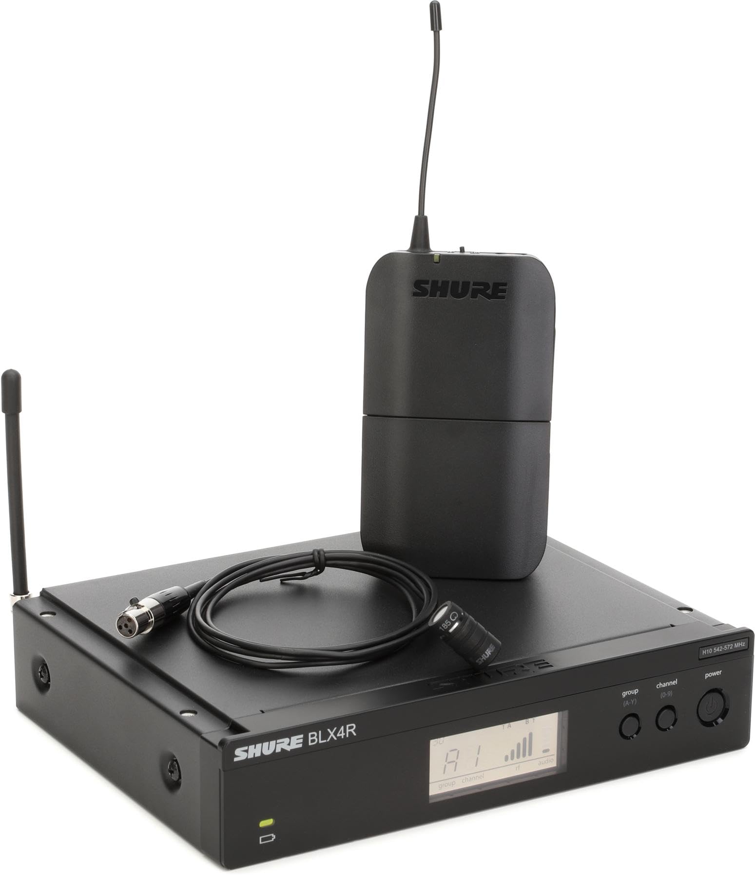 Shure BLX14R/W85 UHF Wireless Microphone System, 14-Hour Battery Life, 300 ft Range, WL185 Lavalier Mic, Single Channel Rack Mount Receiver