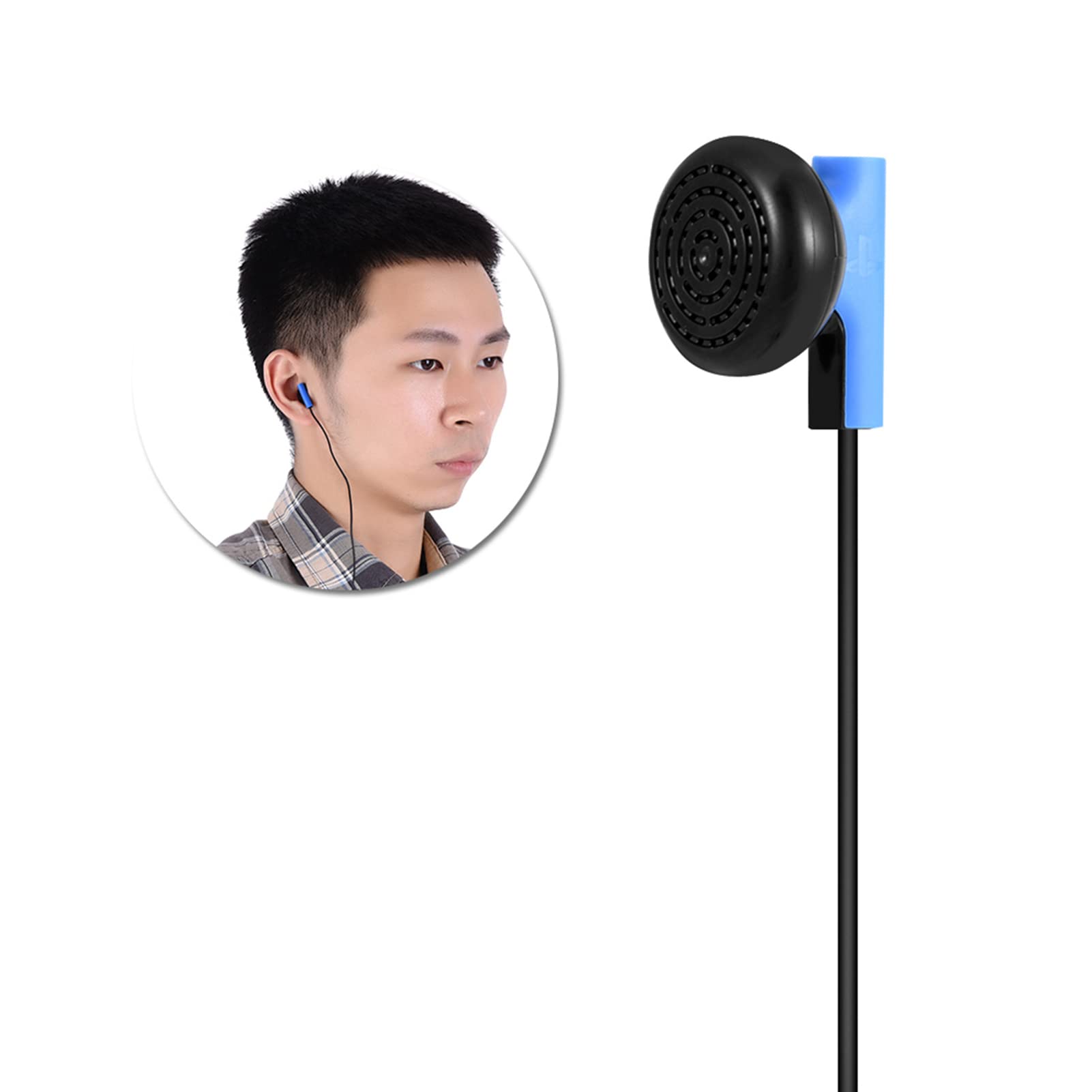 Zerone Mono Chat Earbud with Mic for Playstation 4, 3.5mm Single-Sided One Ear Wired Headset in-Ear Gaming Earbud for PS4 Slim PRO - Mobilephone PC Tablet Compatible