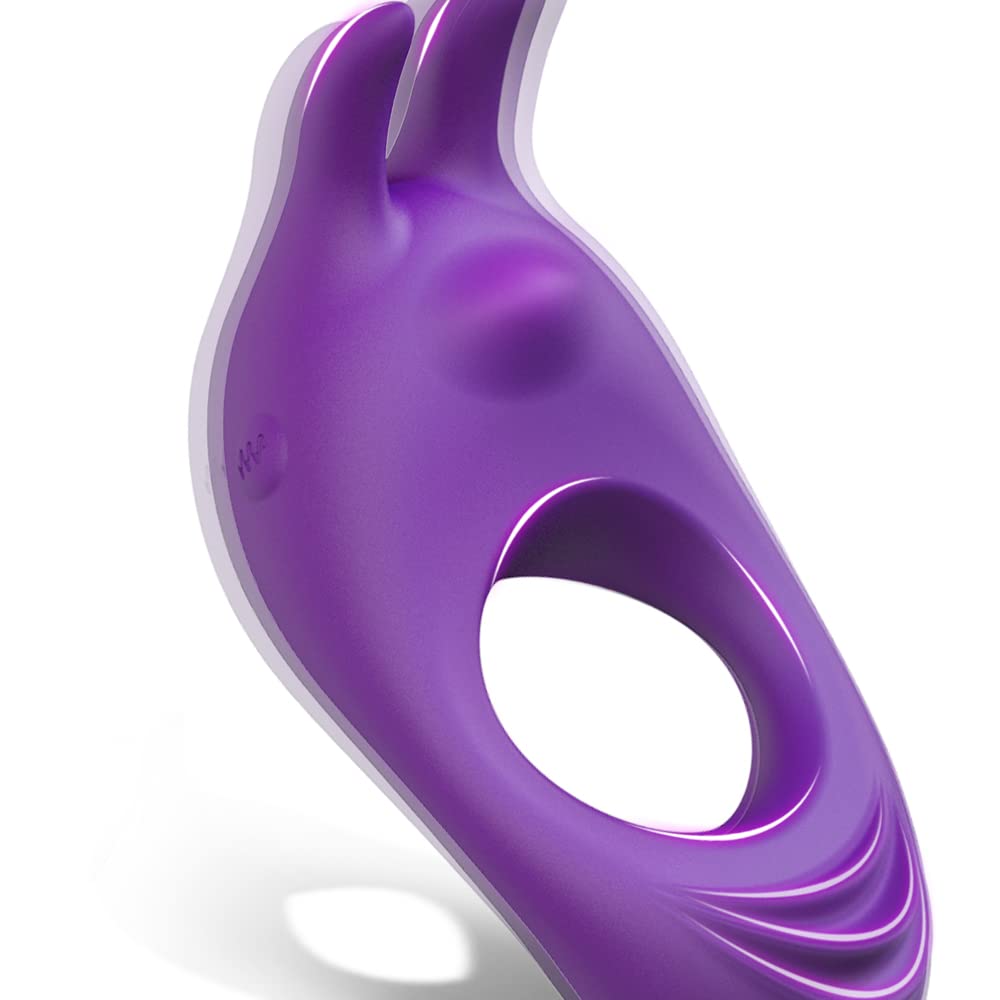 Vibrating Cock Ring with Rabbit Design, Rechargeable Penis Ring Vibrator with 9 Vibration Modes, TIVINO Silicone Male Sex Toy for Man and Couple Play