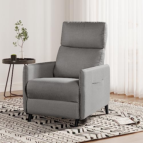 YESHOMY Massage Chair for Living Room, Fabric Home Theater Single Sofa with Adjustable Reclining, Lazyboy Padded Seat Backrest for Adults, Large, Light Gray