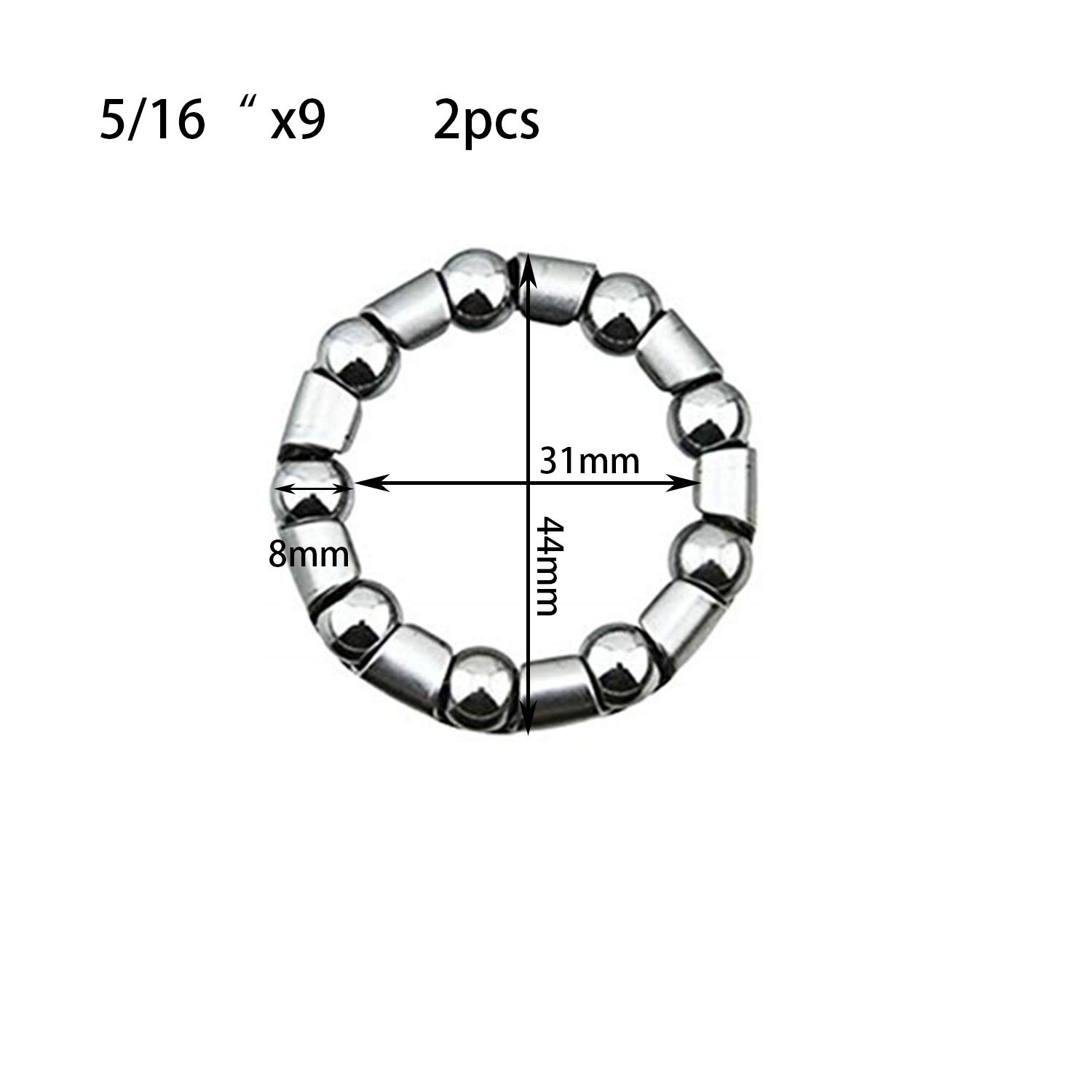 YouU UoYu Crank Bearing 5/16" Ball Size x 7/9/12 Balls for Bicycle Crank Bike Crank Bikes Beach Cruiser limos Stretch Bicycles (5/16''x7/2pcs)