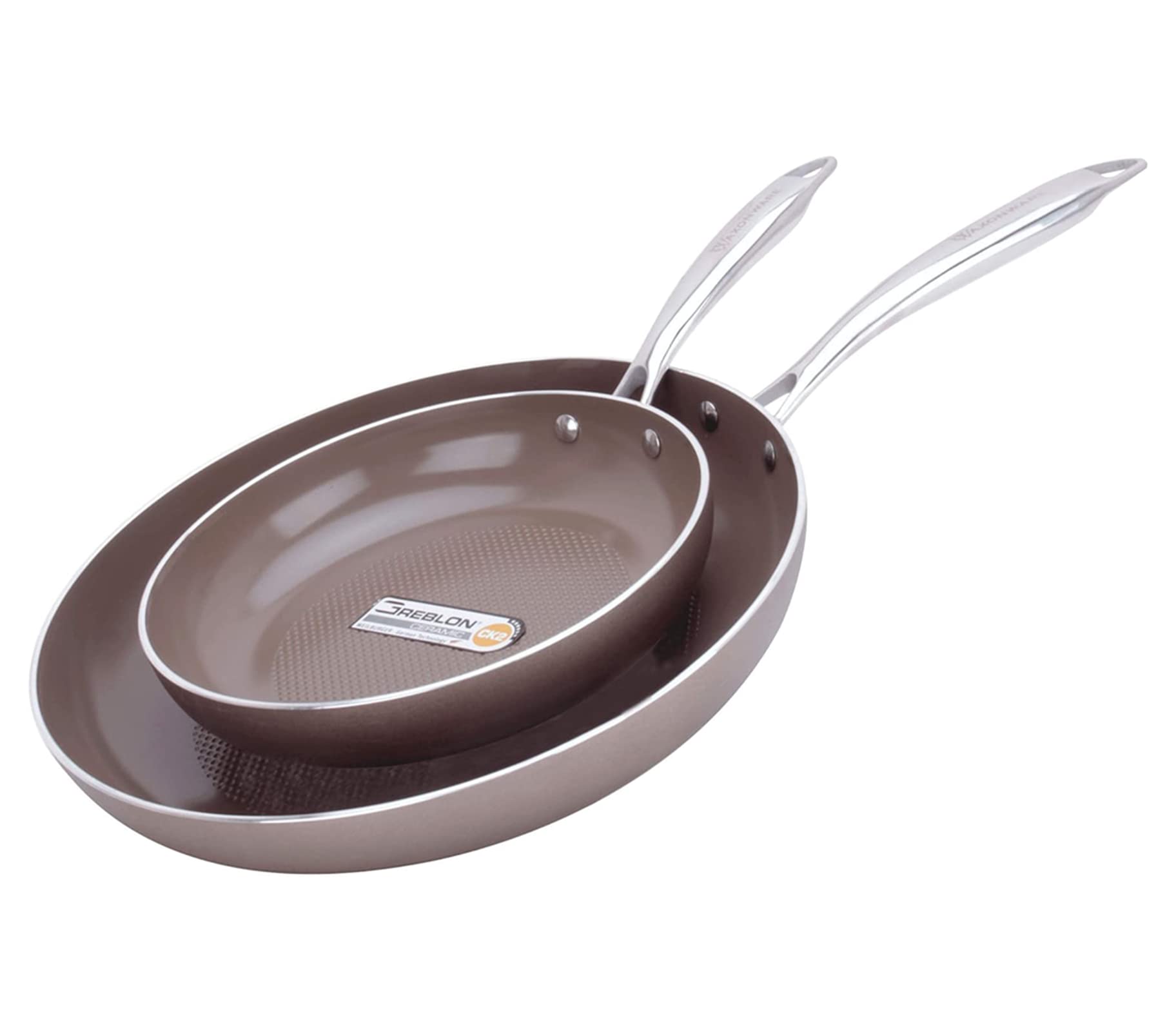 WaxonWare Hive Nonstick Healthy Ceramic, Frying Pan/Skillet Set - 8.5 in and 12 in - Induction Compatible - Oven Safe