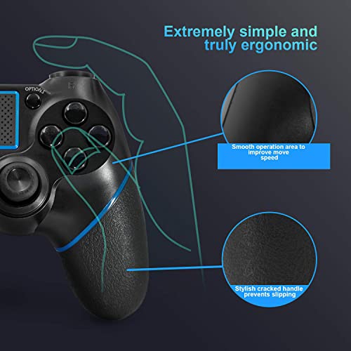 Wintek Inone Controller for PS4, Wireless Controller for PS4 / PS4 Slim / PS4 Pro, USB Controller for PC, Gamepad Joystick with Bluetooth Remote Control, Double Vibration, Audio Function(Black & Blue)