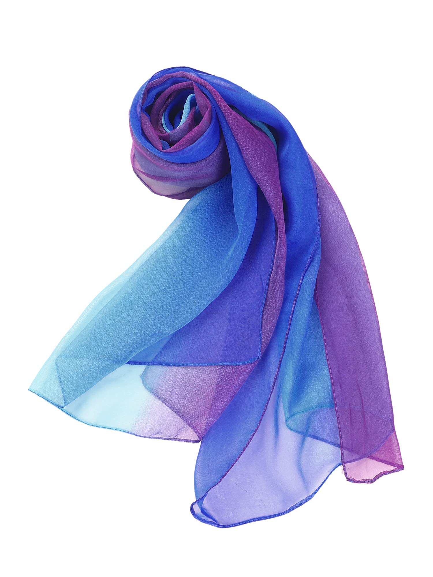 uxcell Long Chiffon Light Wedding Scarf Silky Gradient Color Party Shawl Spring Summer Beach Wrap for Women 63"x19.6" Royal Blue