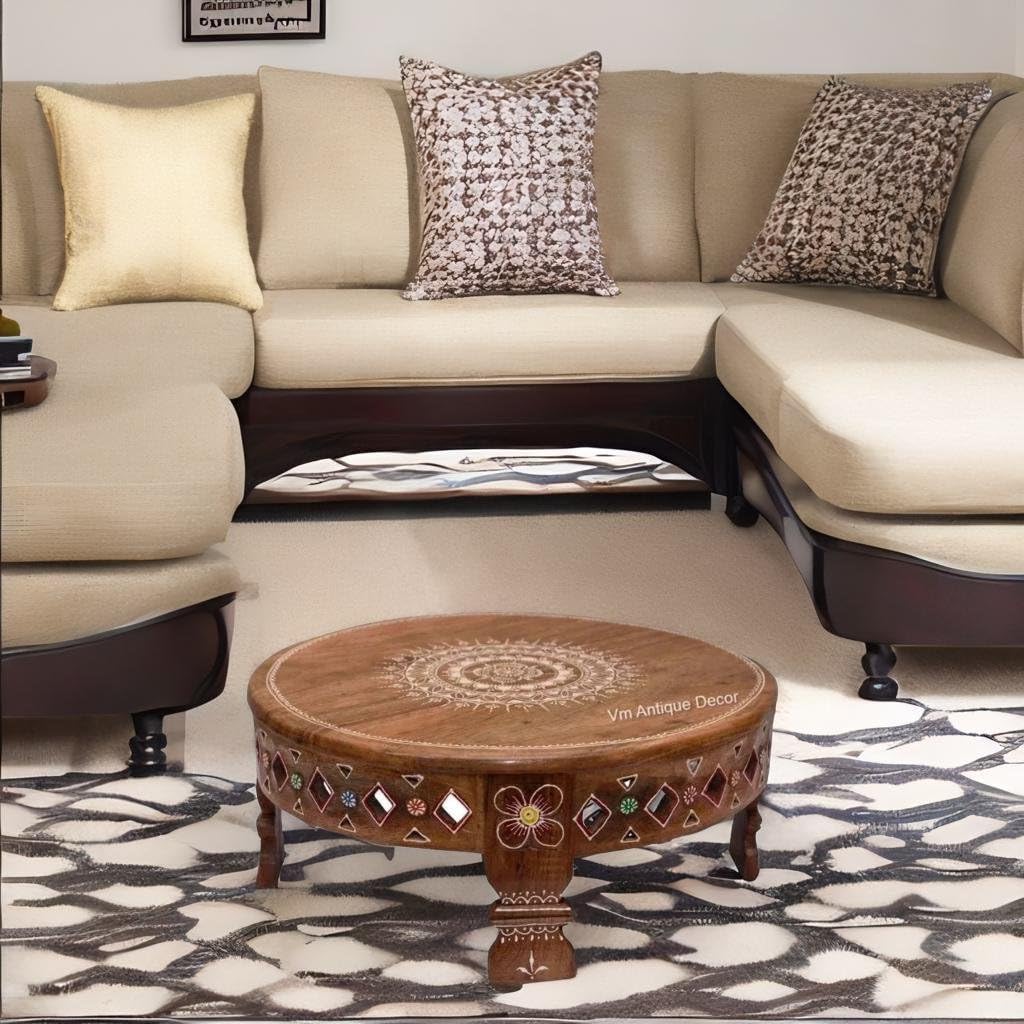 Wooden Indian Beautiful Wood Polished Natural Chakki Table,Grinder Table/Side table/Cocktail Table/Dining Table/Indian Mill Table,PartyTable