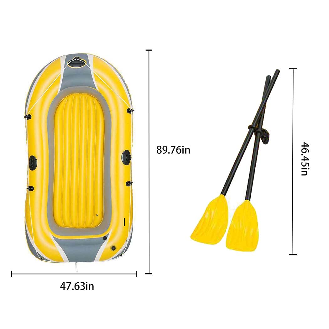 WSHZ Tandem Kayak, 7 FT Raft Inflatable Kayak,with 46-Inch Oars and Air Pump Kayak Inflatable Set,for Angler, Includes Paddle, Hard Mounting Points, Bungee Storage