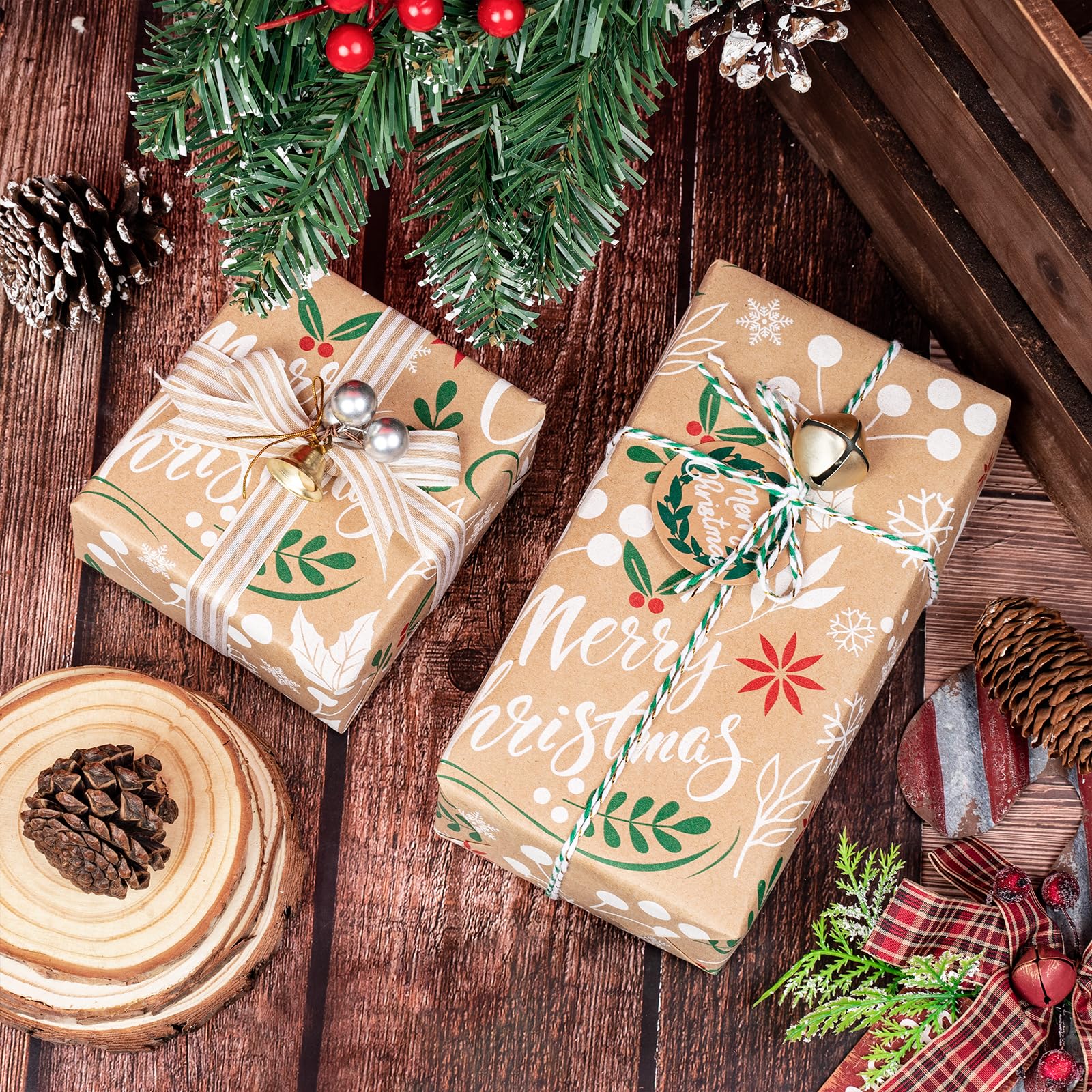 WRAPAHOLIC Reversible Christmas Wrapping Paper - 30 Inch X 100 Feet Jumbo Roll Nutcracker and Candy Cane Printed on Pearlized Paper