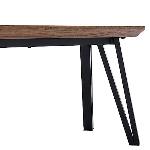 Wahson Wood Dining Table Set for 4, 60β Modern Dining Table with 1 Bench, for Kitchen, Living Room, Walnut