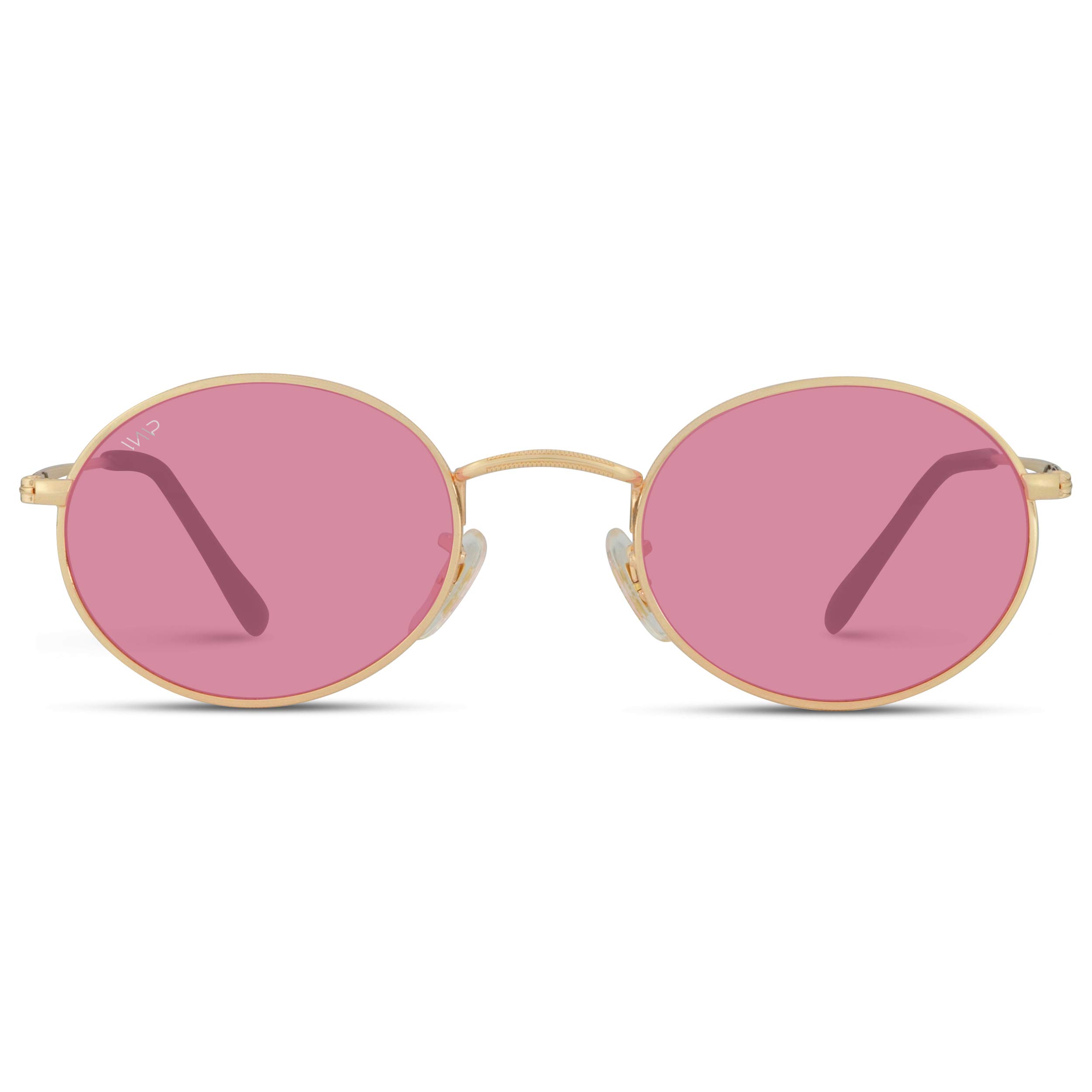 WearMe Pro - Small Oval Metal Frame Tinted Lens Sunglasses