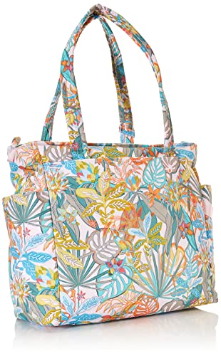 Vera Bradley Women's Cotton Utility Tote Bag, Rain Forest Canopy - Recycled Cotton, One Size