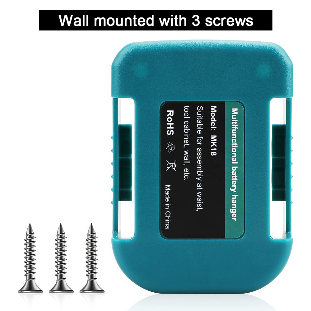 TENMOER 6 Pack Battery Storage Rack Battery Holder Case Compatible with Makita/Bosch 18V Battery Wall Mount
