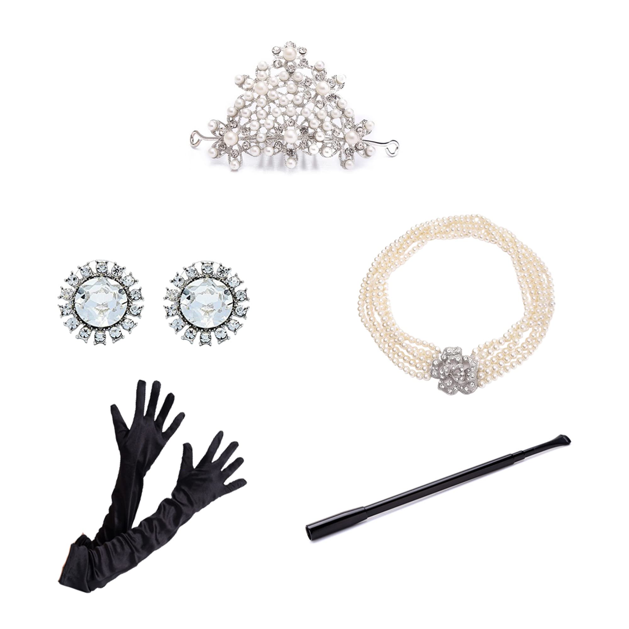 Utopiat Costume Jewelry and Accessory 5 piece Set, Audrey Hepburn inspired (without gift box)