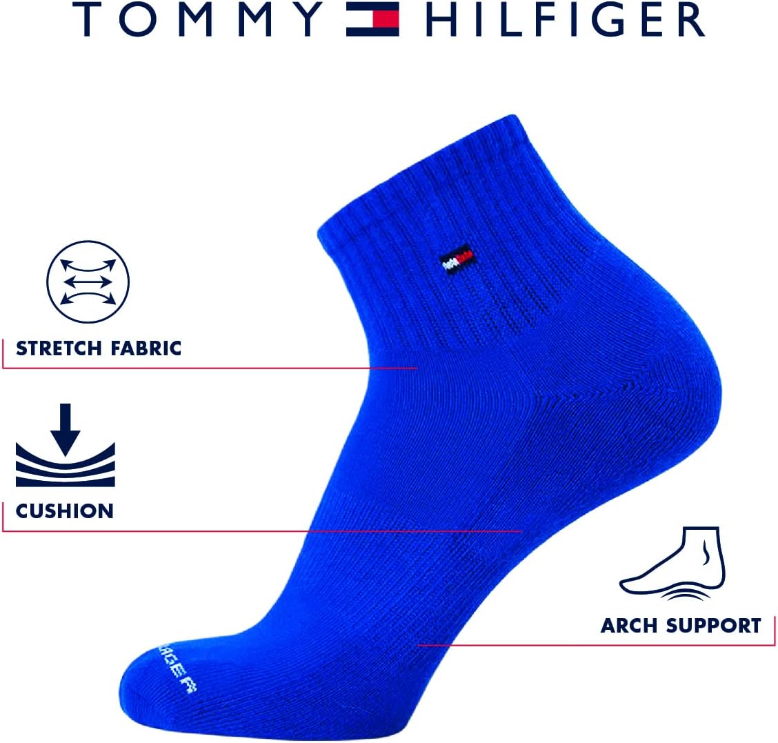 Tommy Hilfiger Men's Athletic Socks - Performance Cushion Quarter Cut Ankle Socks (6 Pack)