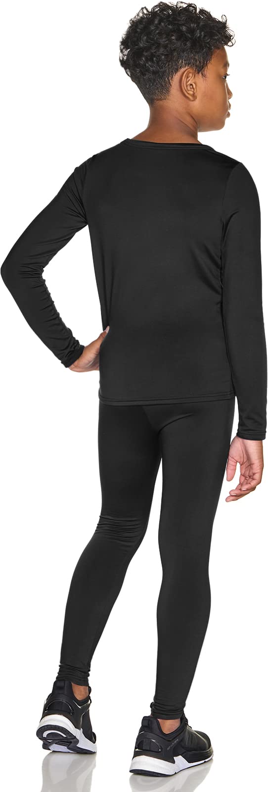 TSLA Kid's & Boy's and Girl's Thermal Underwear Set, Soft Fleece Lined Long Johns, Winter Base Layer Top & Bottom, Boy Thermal Set Black, 16