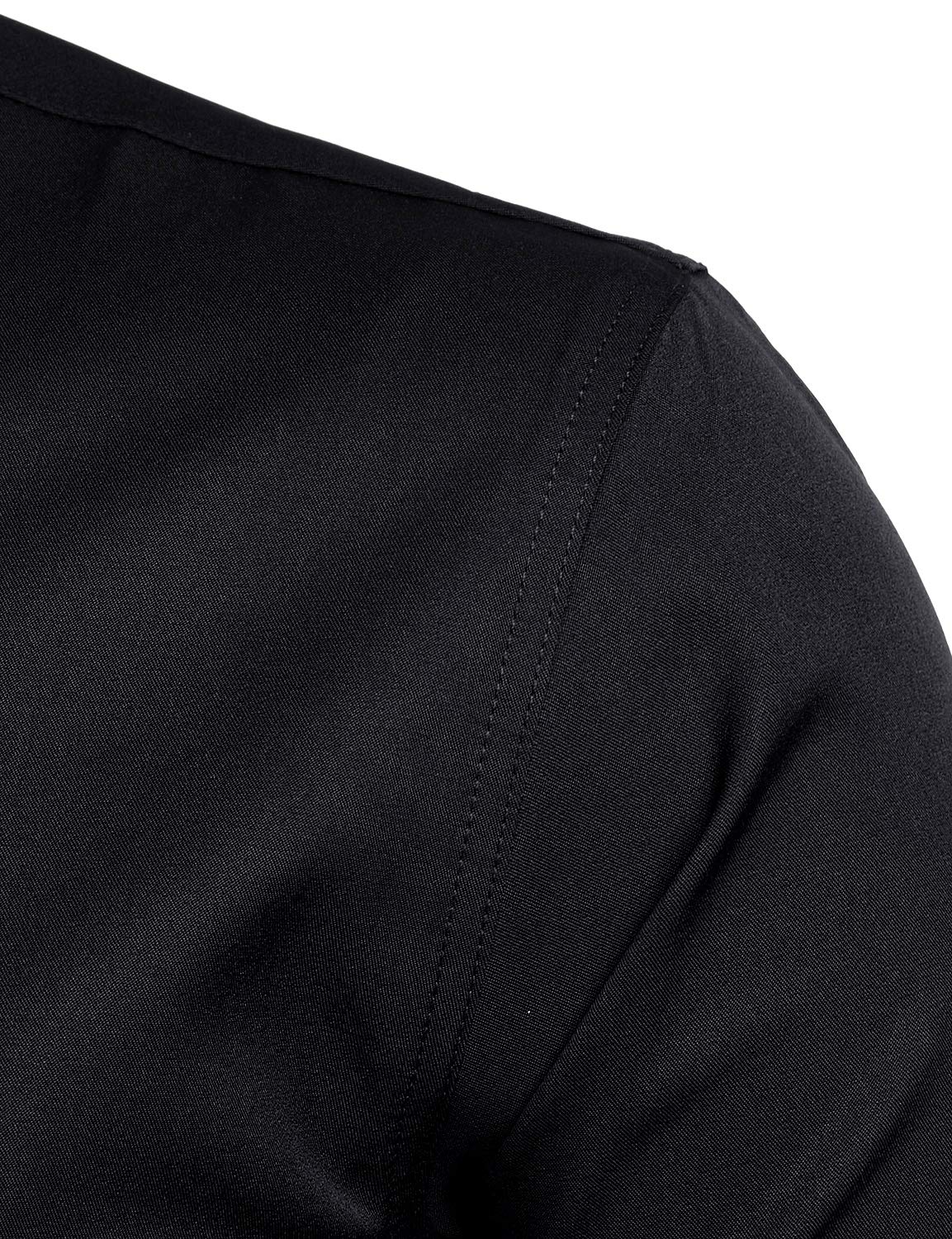 ZEROYAA Mens Hipster Solid Slim Fit Long Sleeve Mandarin Collar Dress Shirts ZLCL08 Solid Black XX-Large