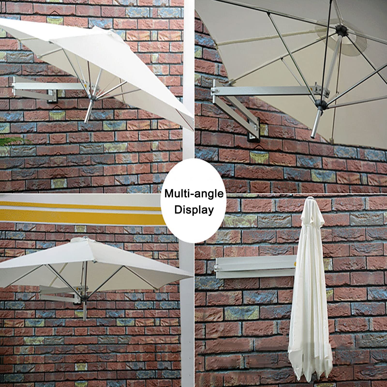 WooDeY Garden Wall Mounted Patio Umbrella - 8ft/250cm, Outdoor Balcony Tilting Sunshade Umbrella, Adjustable Pole