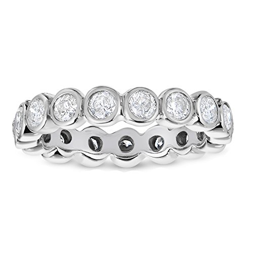 VIR JEWELS 1.50 cttw Diamond Eternity Ring for Women, Wedding Band in 14K White Gold Bezel Set, Size 7
