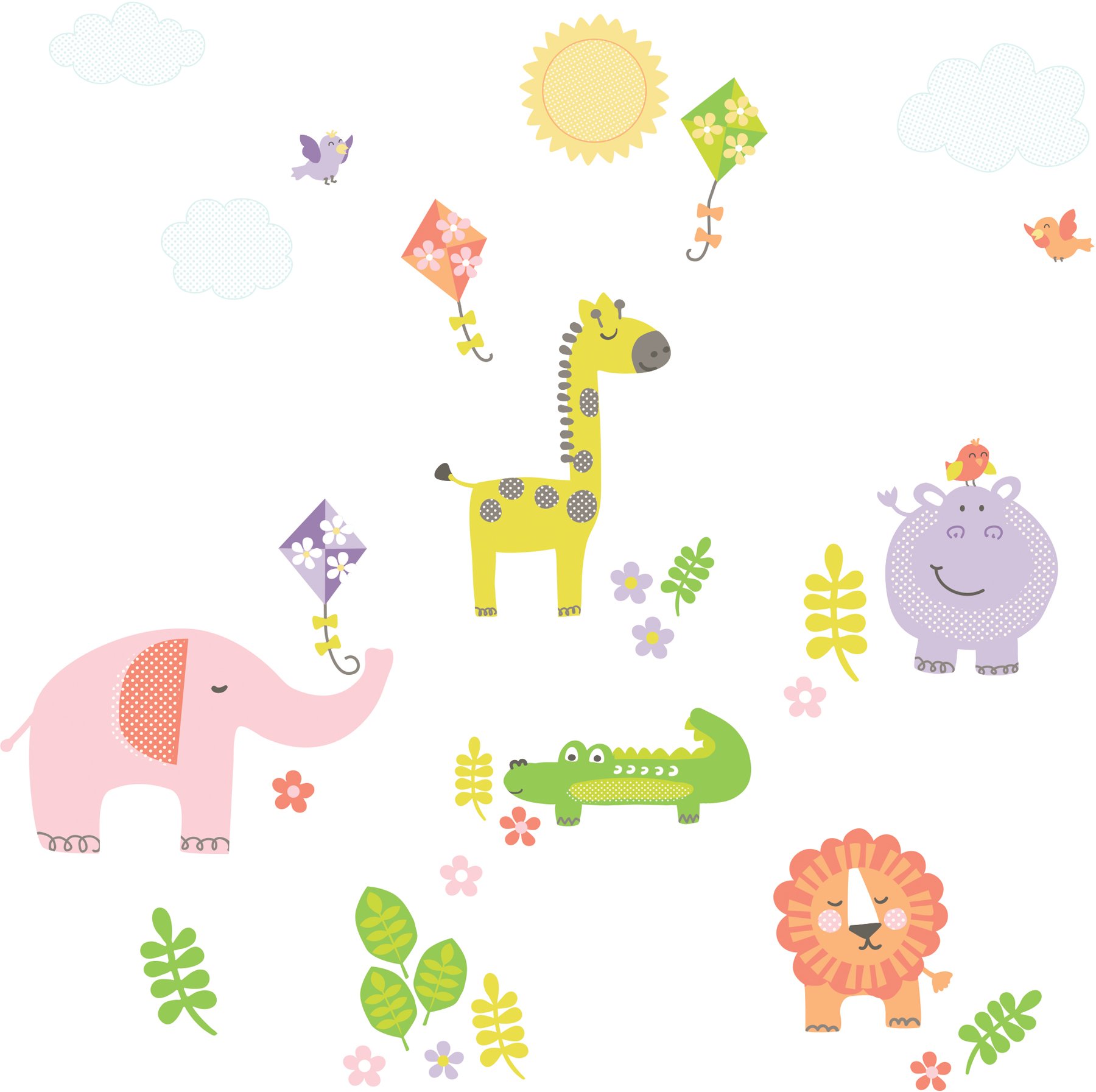 WallPops DWPK1153 Sunny Day Safari Wall Decals, Multicolor
