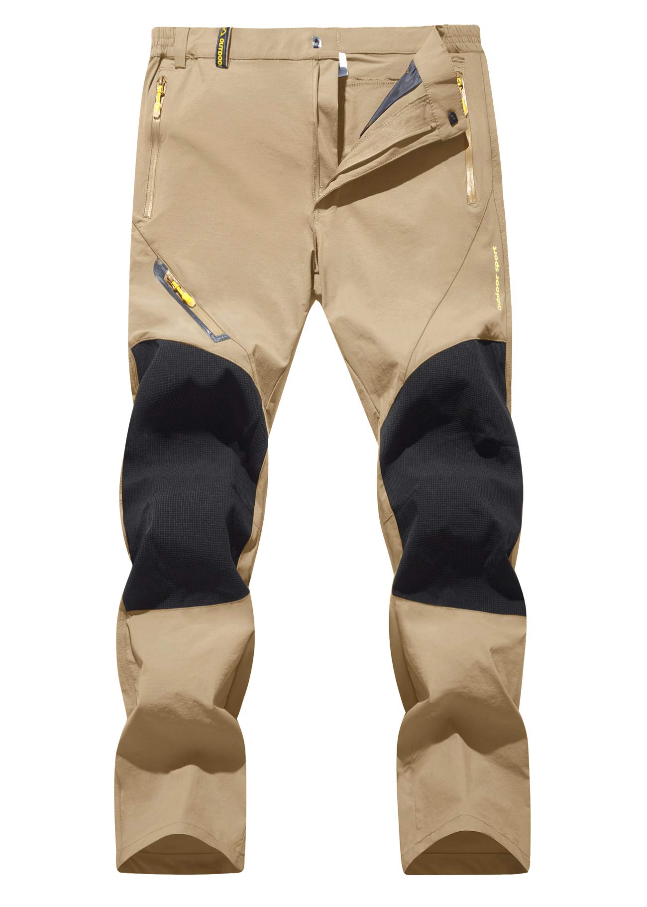 TACVASEN Men's Quick Dry Sweatpant Athletic Hiking Mountain Summer Water-Resistant Work Pants Khaki, 36