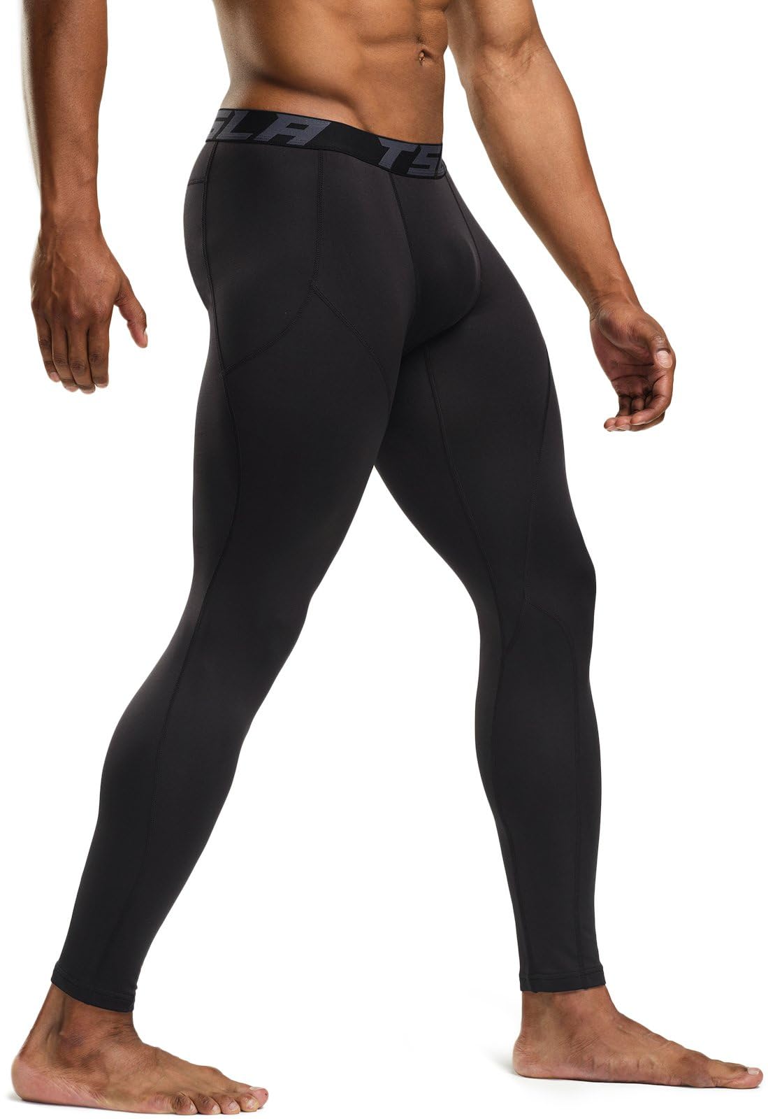 TSLA Men's Thermal Compression Pants, Athletic Sports Leggings & Running Tights, Wintergear Base Layer Bottoms, 2pack Tights Black/Black, 3X-Large