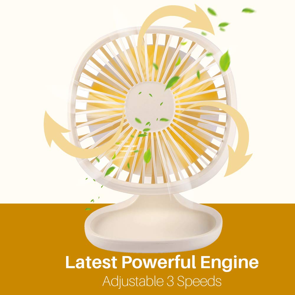 TekHome Small Desk fan, Personal Mini USB Fan,Office Desktop Fan,Quiet Fan for Home Bedroom,4 Inch, White.