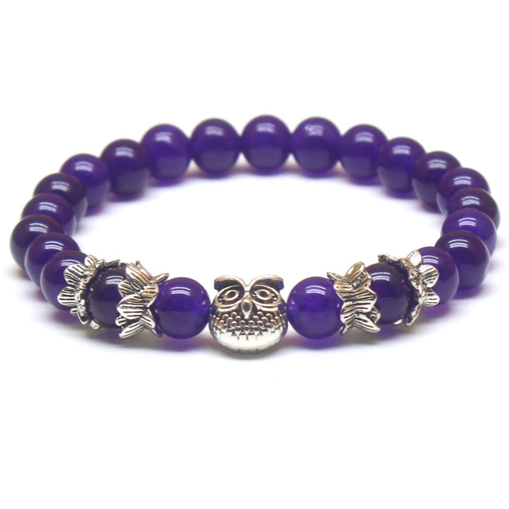 Weelovee Women Mens Nature Stone Bracelet 8MM Energy Beads Purple