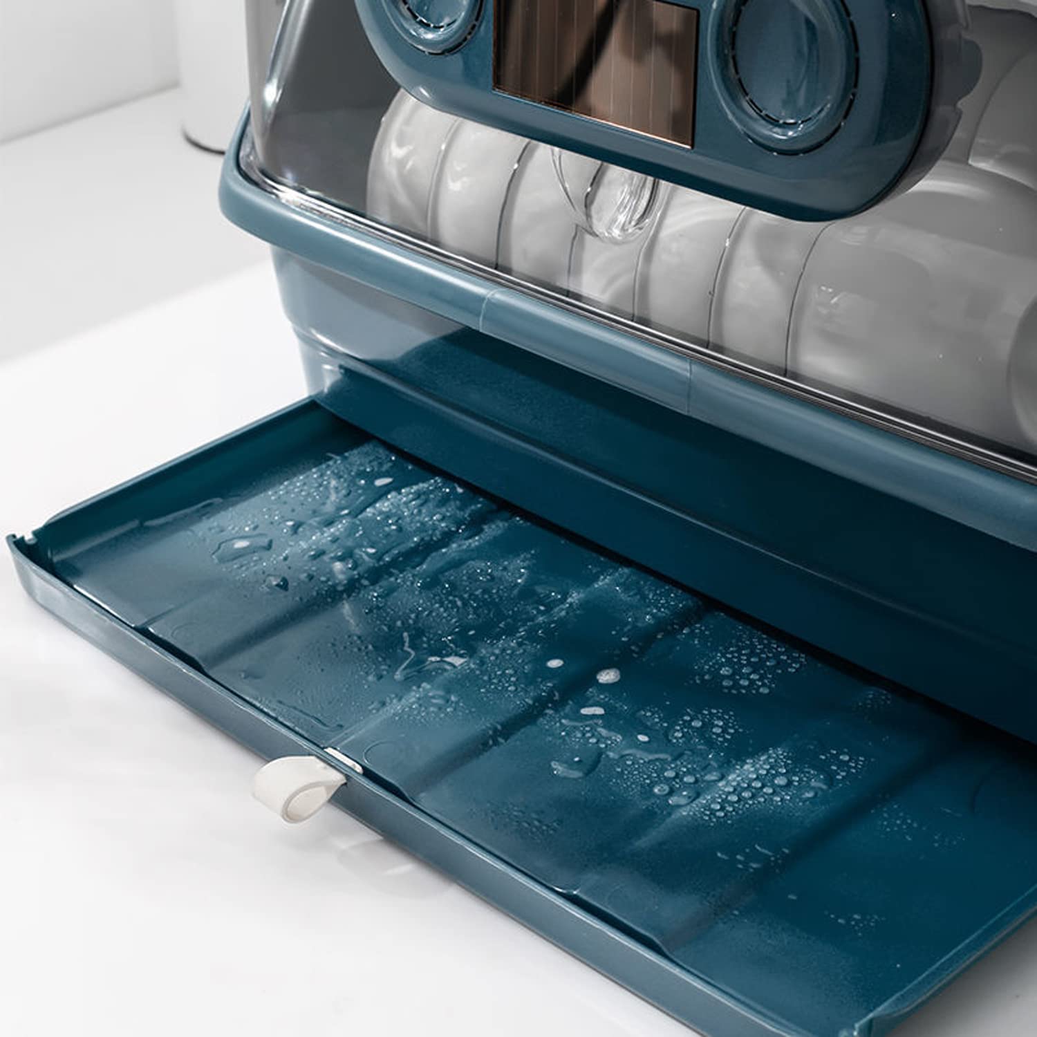 xuxinpai Kitchen Plate Cup Dish Drying Rack Tray Cutlery Dish Drainer Storage Case for Dish Dustproof USB Drain Board with Lid Cover Dish Racks