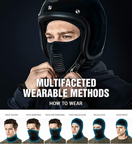 TSLA Thermal Winter Balaclava Face Mask, UV Protection Fleece Lined Ski Mask, Lightweight Windproof Neck Gaiter, Windproof Balaclava Black Grey, One Size