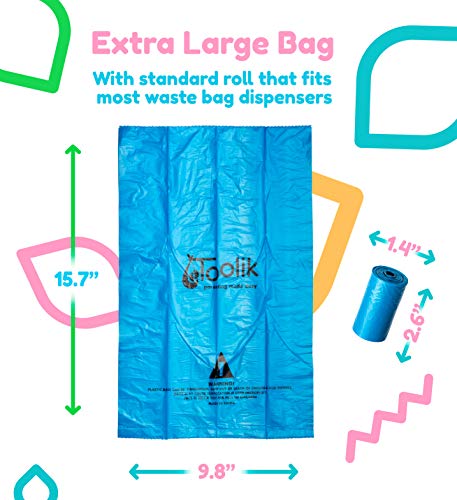 Toolik Diaper Bag Dispenser Refills Disposable Unscented Waste Bags (16 Rolls - 240 Bags)