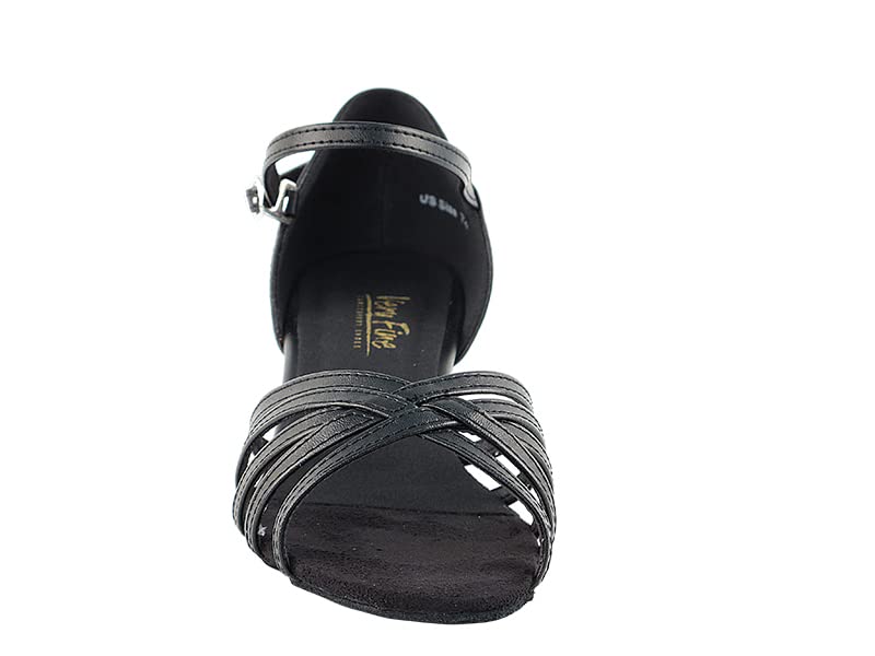 Very Fine Dancesport Shoes - Ladies Salsa, Latin, Rhythm Ballroom Practice Dance Shoes 802 Classic - 1.5-inch Heel Comfortable & Shoe Bag (Black Leather, Size 9)