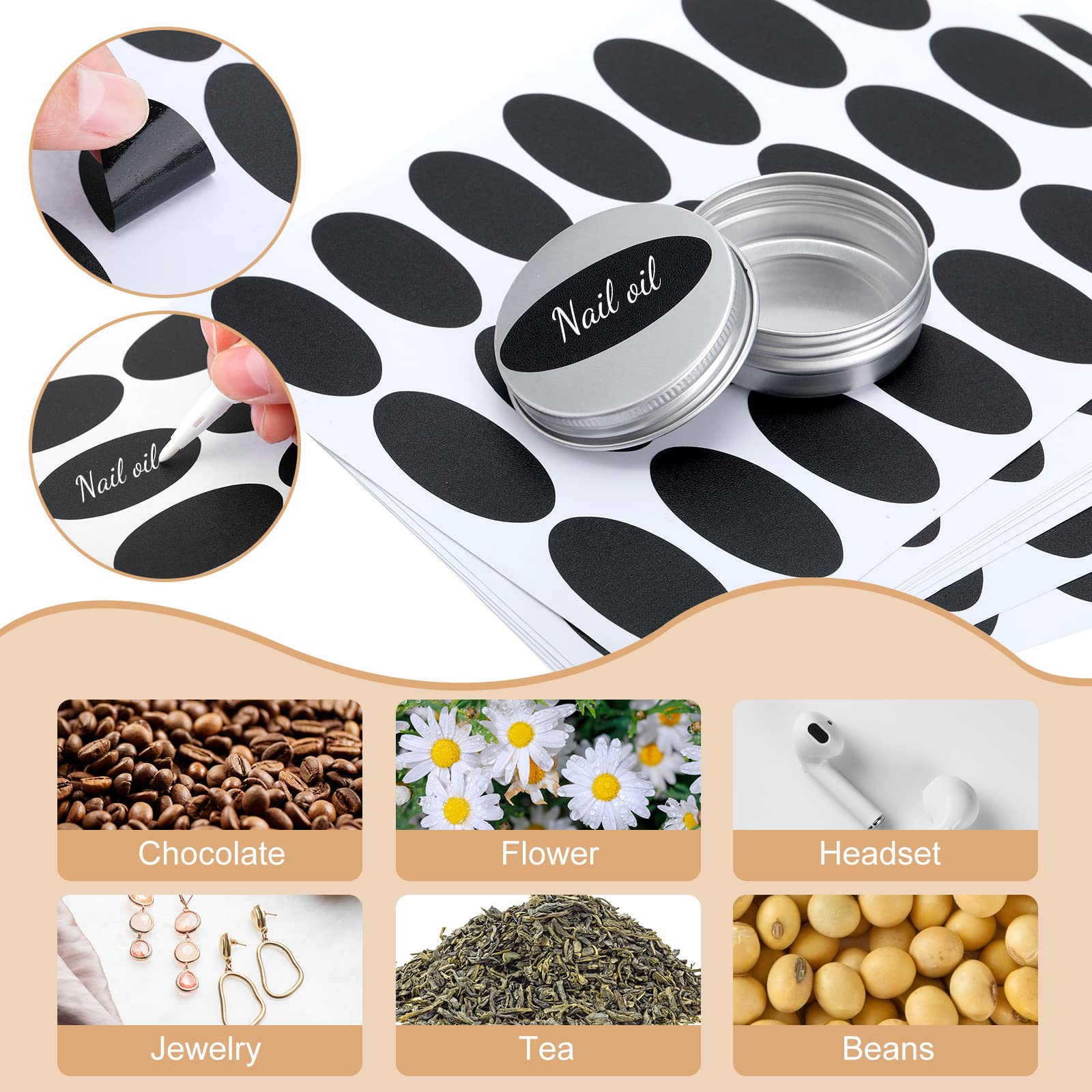 Zubebe 200 Pack Metal Tins Aluminum Containers with Lids Screw Top Round Tin Cans for Cosmetic Lip Balm DIY Salves Candles Wax with 5 Markers 10 Sheets Label Stickers (1 oz, Silver)