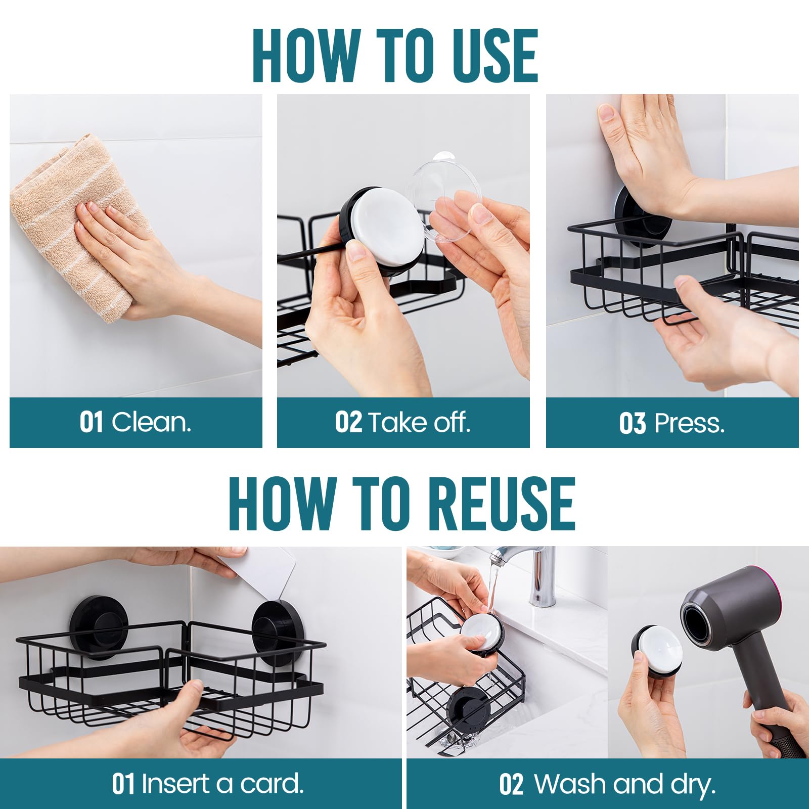 TAILI Corner Shower Caddy Suction Cups 2 Pack with Hooks Heavy Duty, Shower Shelf Basket Wall Mounted Organizer for Bathroom, Rustproof Stainless Steel Shower Rack, Drill-Free Removable
