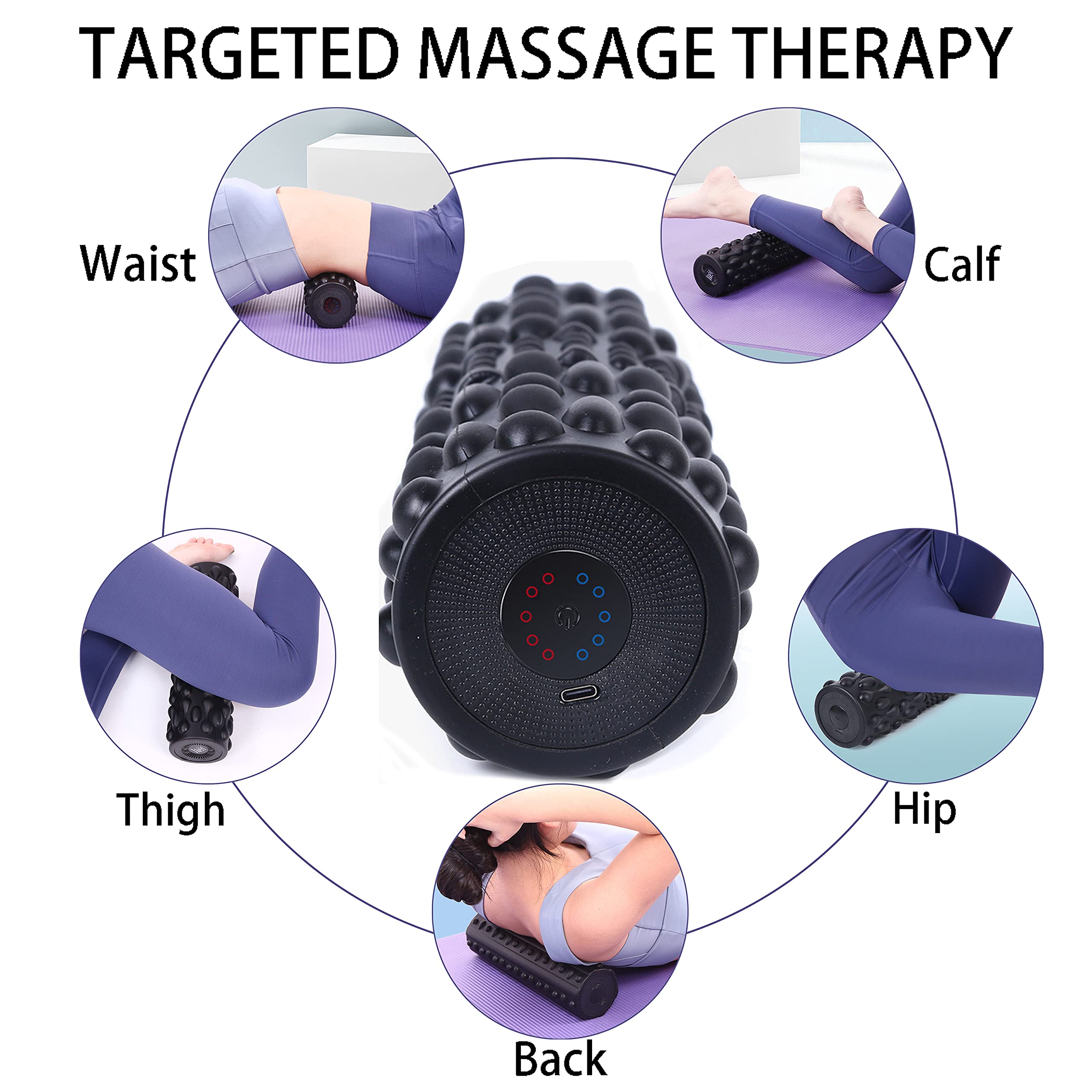 YAKADE Vibrating Foam Roller - 5 Speed Electric Foam Roller, Post-Workout Relax.