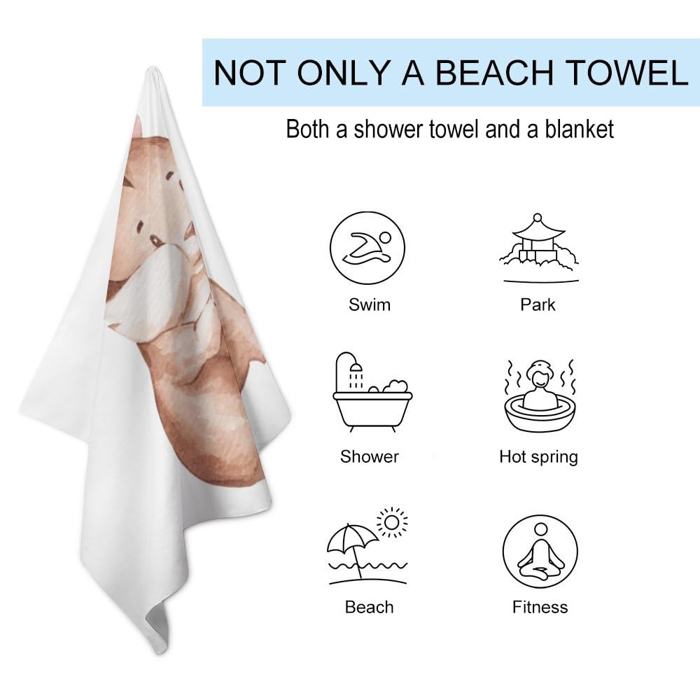 ZHIMI Beach Towels Oversized Cute Hamster Sunflower Seed Hand Bath Towel Pool Towels Microfiber Absorbent Sand Free Quick Dry Towels for Bathroom Gym Camping Women Men 31x51Inch
