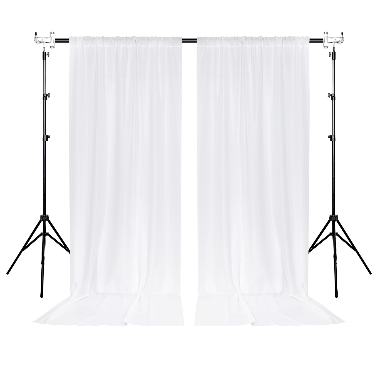 White Backdrop Curtain for Wedding Decor Holiday Party 4 Panels- White Wedding Backdrop Polyester Photography Backdrop Drapes Baby Shower Birthday Privacy Sliding Curtains Home Decor,5ft x 10ft